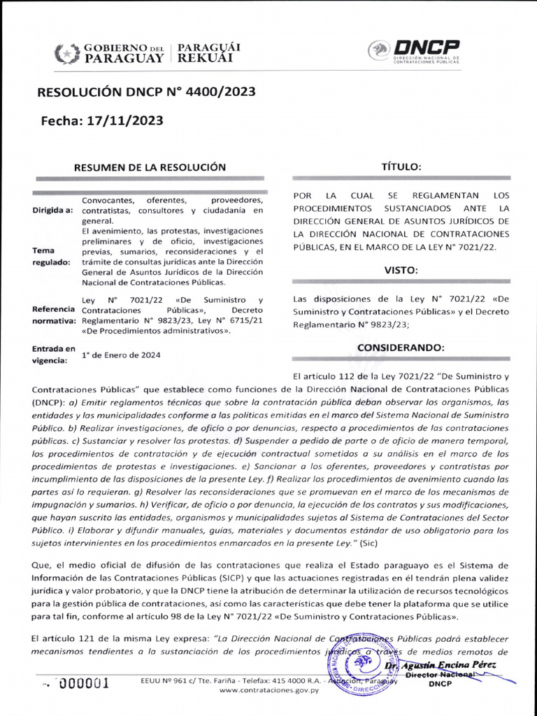 Res DNCP 4400 23 | PDF | Business | Conceptos legales