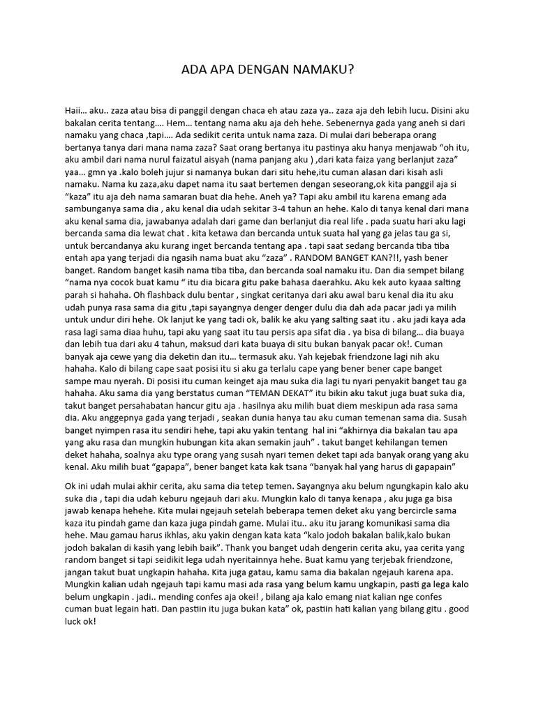 ADA APA DENGAN NAMAKU Zaza | PDF