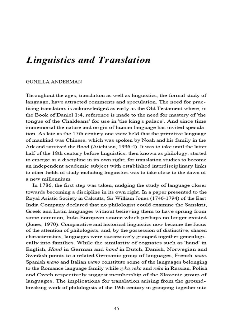 Linguistics and Translation | PDF | Translations | Linguistics