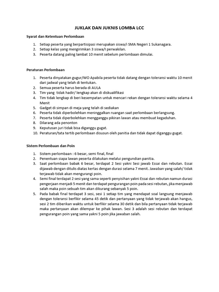 Juklak Juknis LCC | PDF