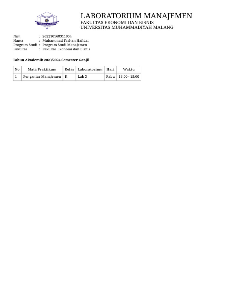 SIM Lab Manajemen FEB - Universitas Muhammadiyah Malang | PDF | Karier ...