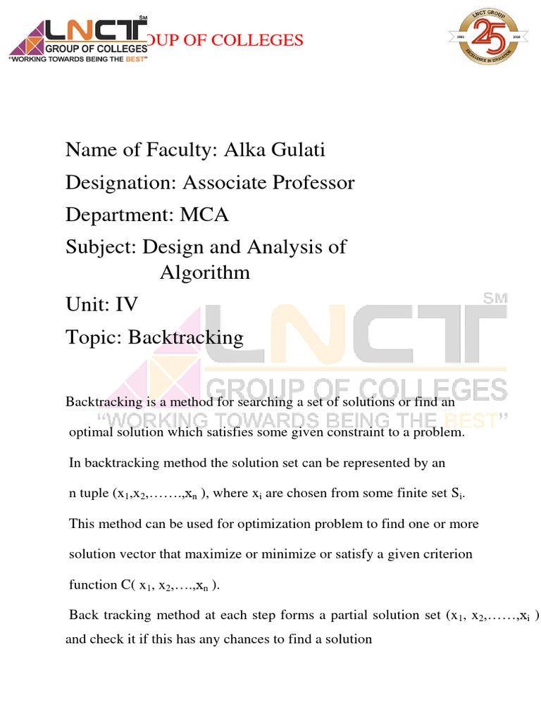 Backtracking | PDF | Theoretical Computer Science | Applied Mathematics Backtracking | PDF | Theoretical Computer Science | Applied Mathematics