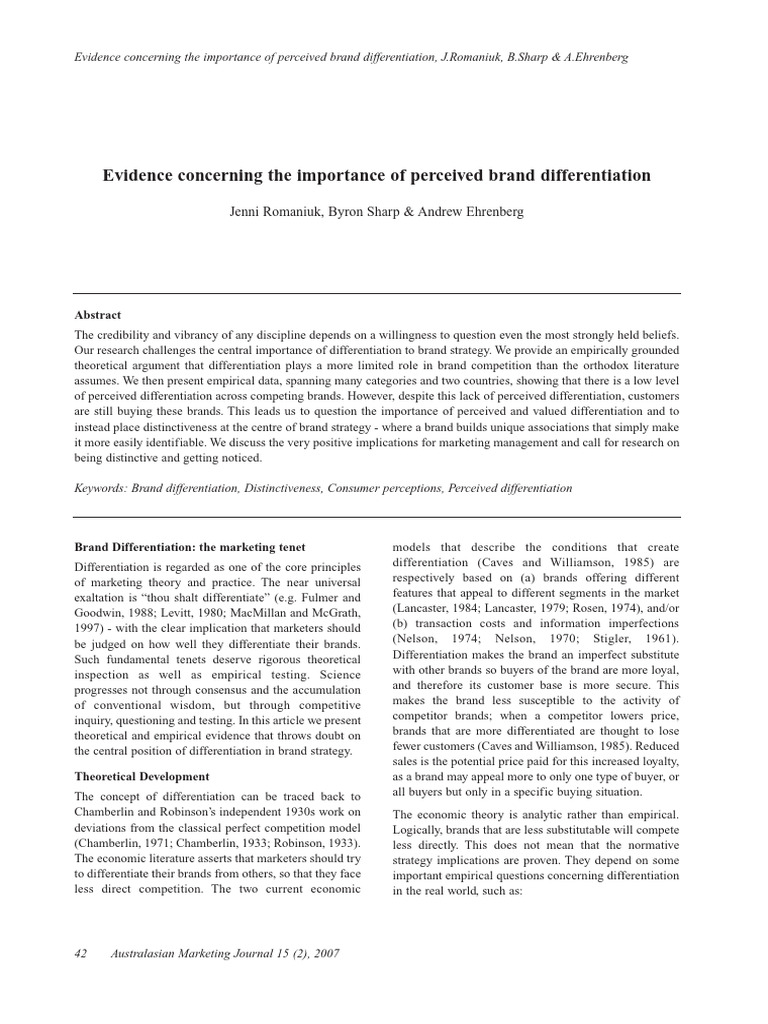 Romaniuk Et Al. 2007 - Evidence Concerning The Importance of Perceived ...