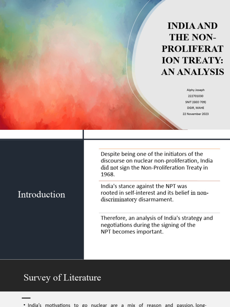 Alphy Joseph - 222701030 - SNIT | PDF | Negotiation | Treaty On The Non ...
