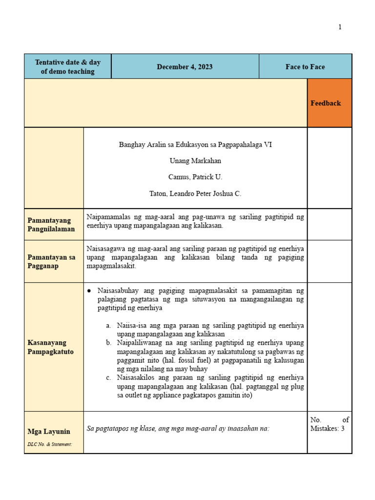 (Draft 2) 2R - 1 - Camus & Taton - Lesson Plan | PDF