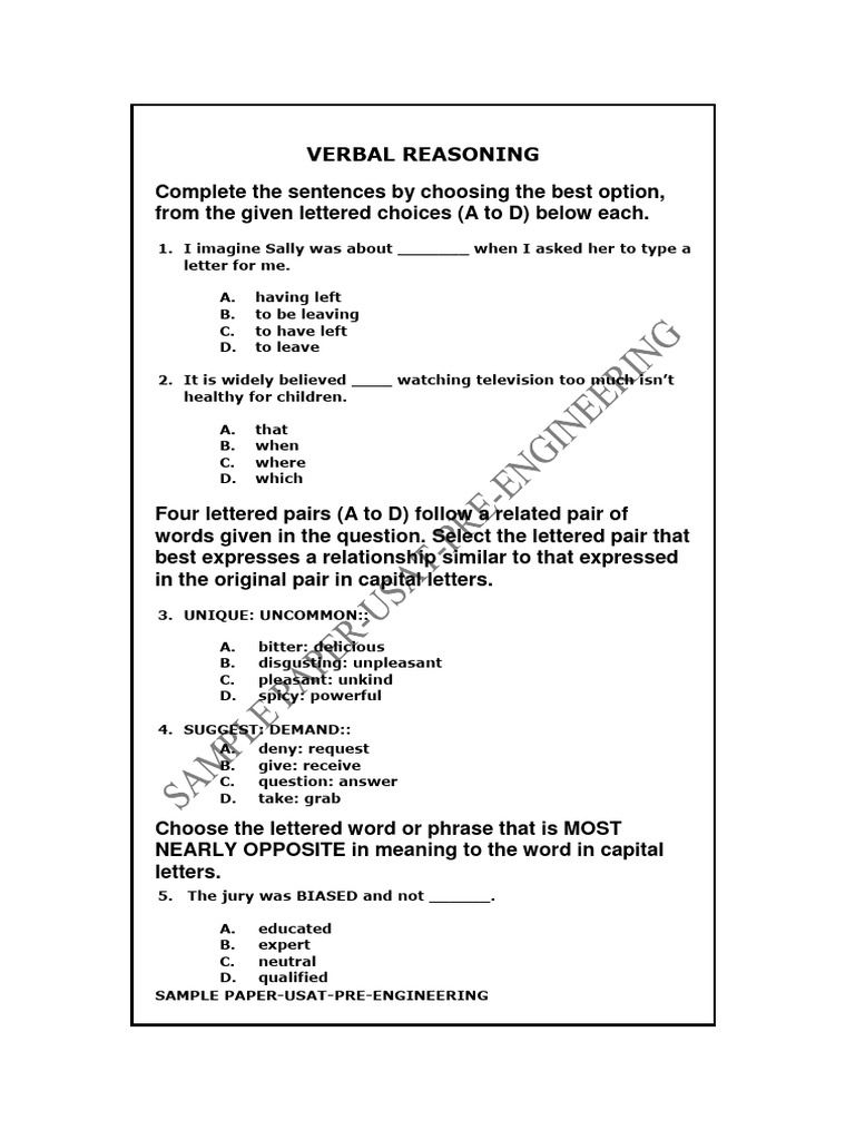 Sample Paper Usat Pre Engineering | PDF | Light | Newton's Laws Of Motion