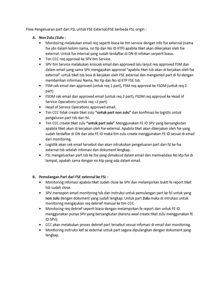 Flow Pengeluran Part Fse External Dan Fse Beda FSL Origin. | PDF ...
