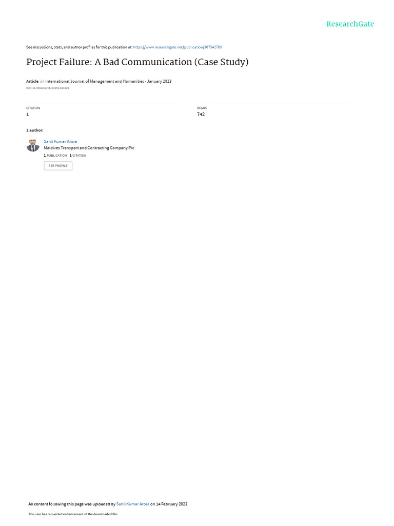 Project Failure A Bad Communication (Case Study | PDF | Conflict Of Interest | Consultant