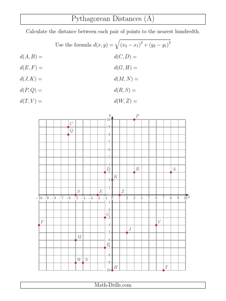 Coordinate Plane Pythagorean Distance All.1459960955 | PDF | Geometry