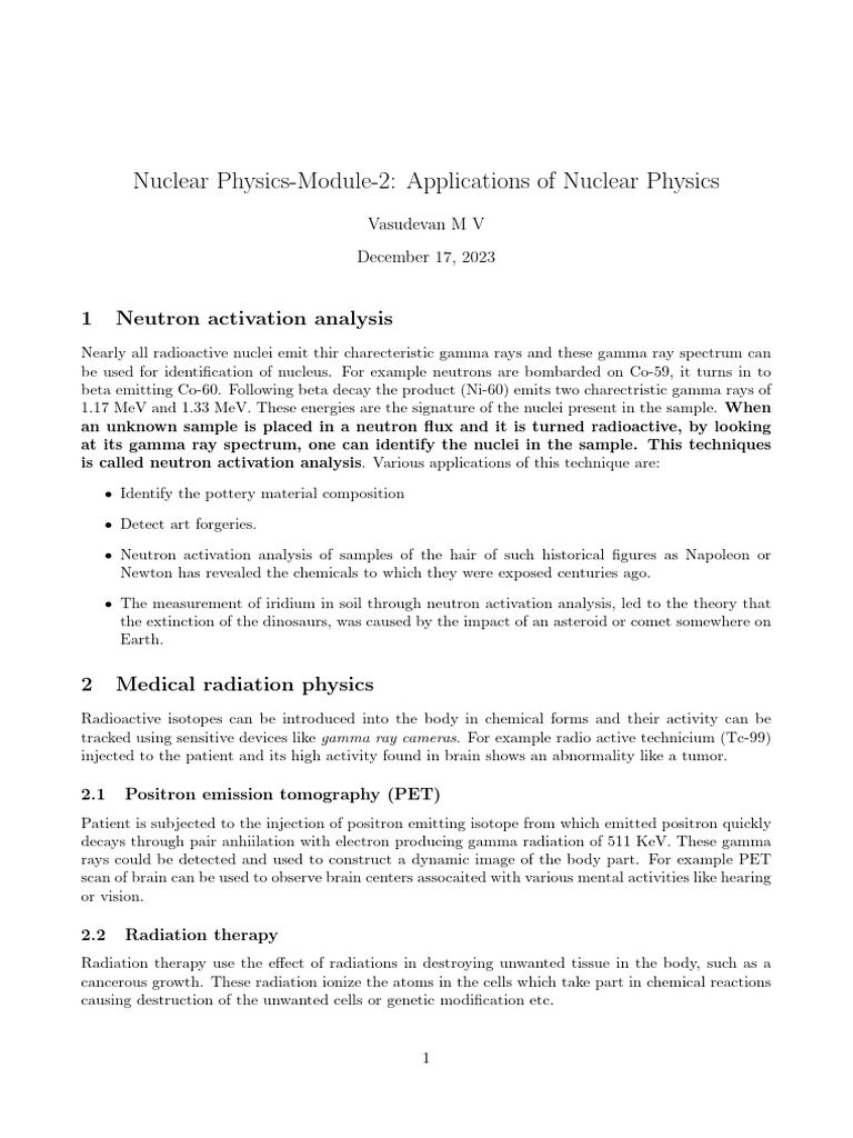 Nuclear Physics Applications | Download Free PDF | Radioactive Decay ...