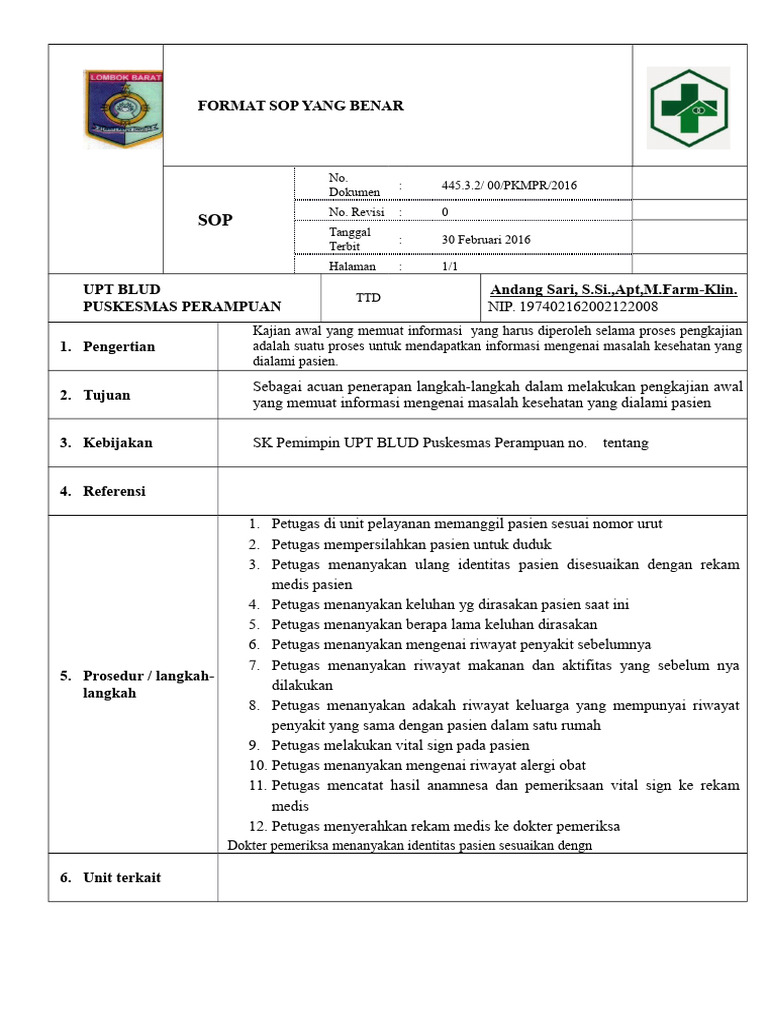Format Sop Yang Benar | PDF