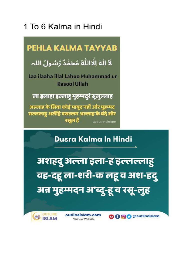 6 Kalma in Hindi | PDF