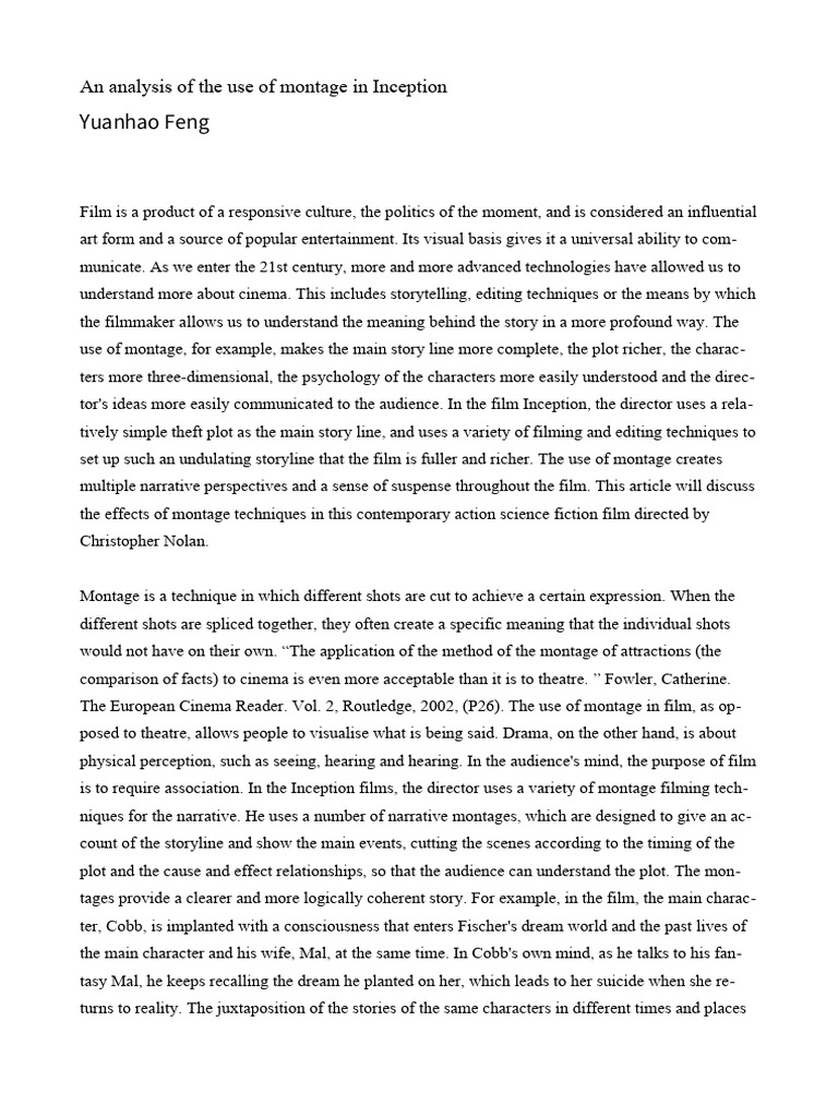 An Analysis of The Use of Montage in Inception | PDF | Plot (Narrative)