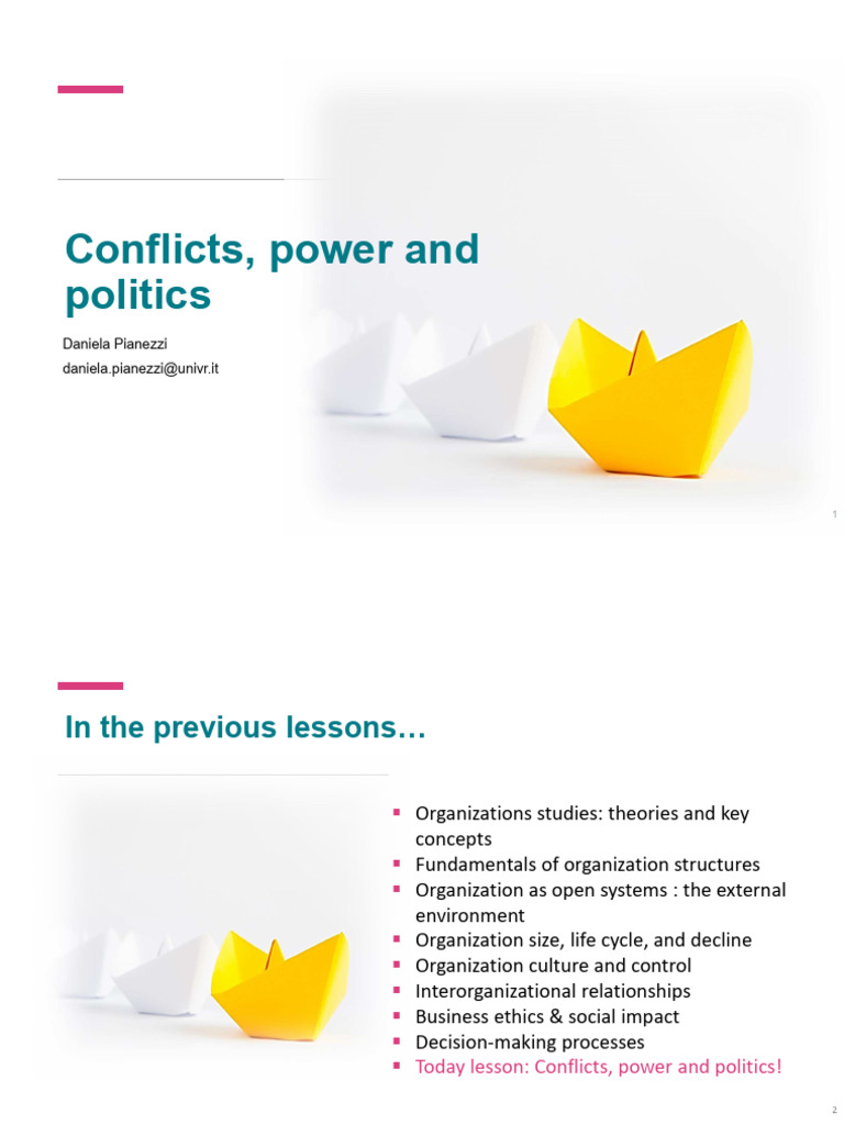 Lecture 9. Conflicts, Power and Politics | PDF | Power (Social And ...