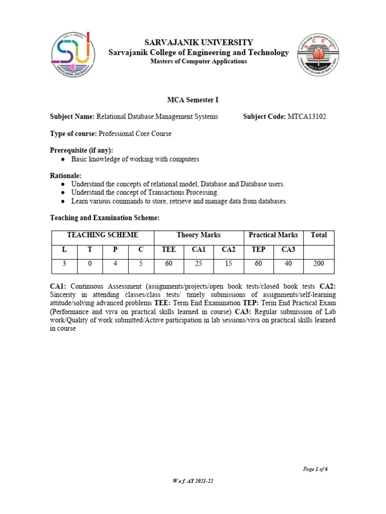 MTCA13102 | PDF | Relational Model | Relational Database