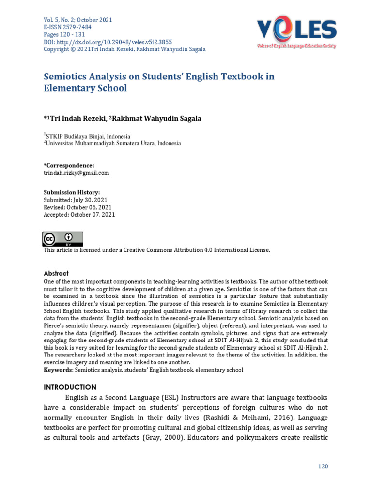 Semiotics Analysis On Students English Textbook I | PDF | Semiotics | Cognitive Science