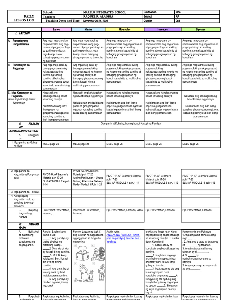 Ap1 DLL Q2 Week 3 | PDF