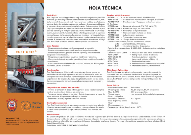 Rust Grip - Ficha Tecnica | PDF