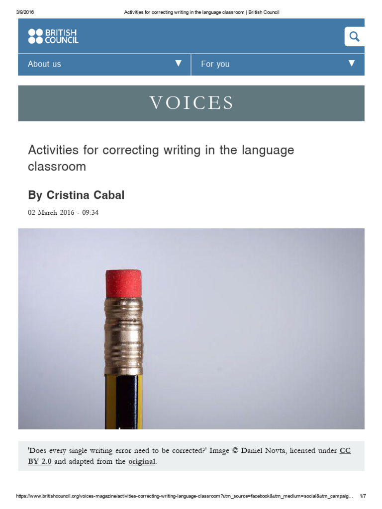 Activities For Correcting Writing in The Language Classroom - British ...