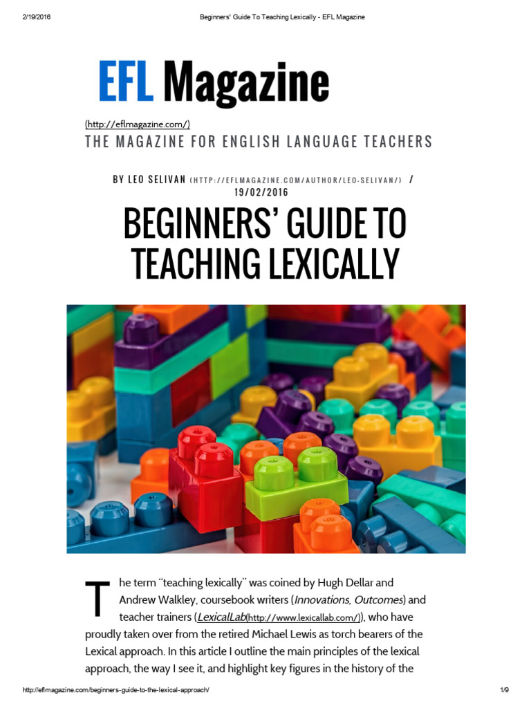 Beginners' Guide To Teaching Lexically - EFL Magazine | PDF | Second ...