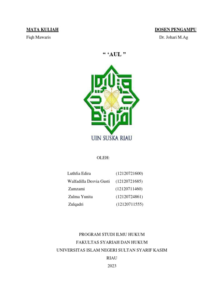 FIQIH MAWARIS KELOMPOK 7 (Aul) | PDF | Agama & Spiritualitas