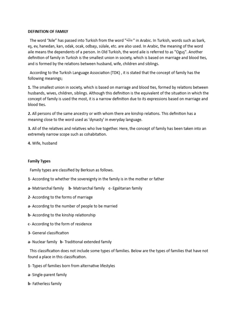 DEFINITION OF AİLE Ayse Yasemin Akbal | PDF | Family | Marriage