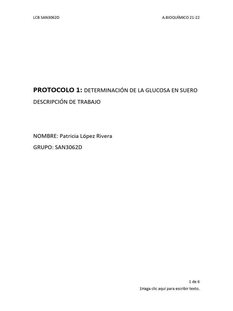 Protocolo 1 Glucosa | PDF | Espectrofotometria | Química