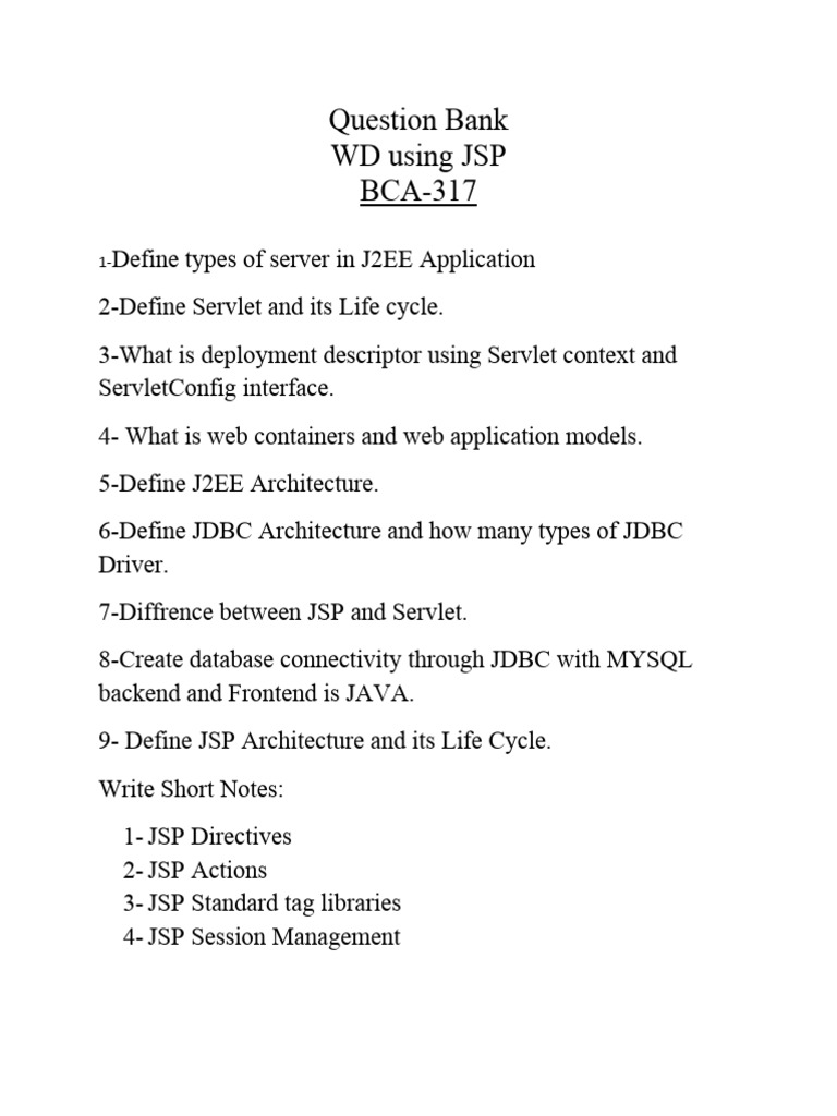 JSP & J2EE Concepts for BCA Students | PDF | Computers | Technology & Engineering