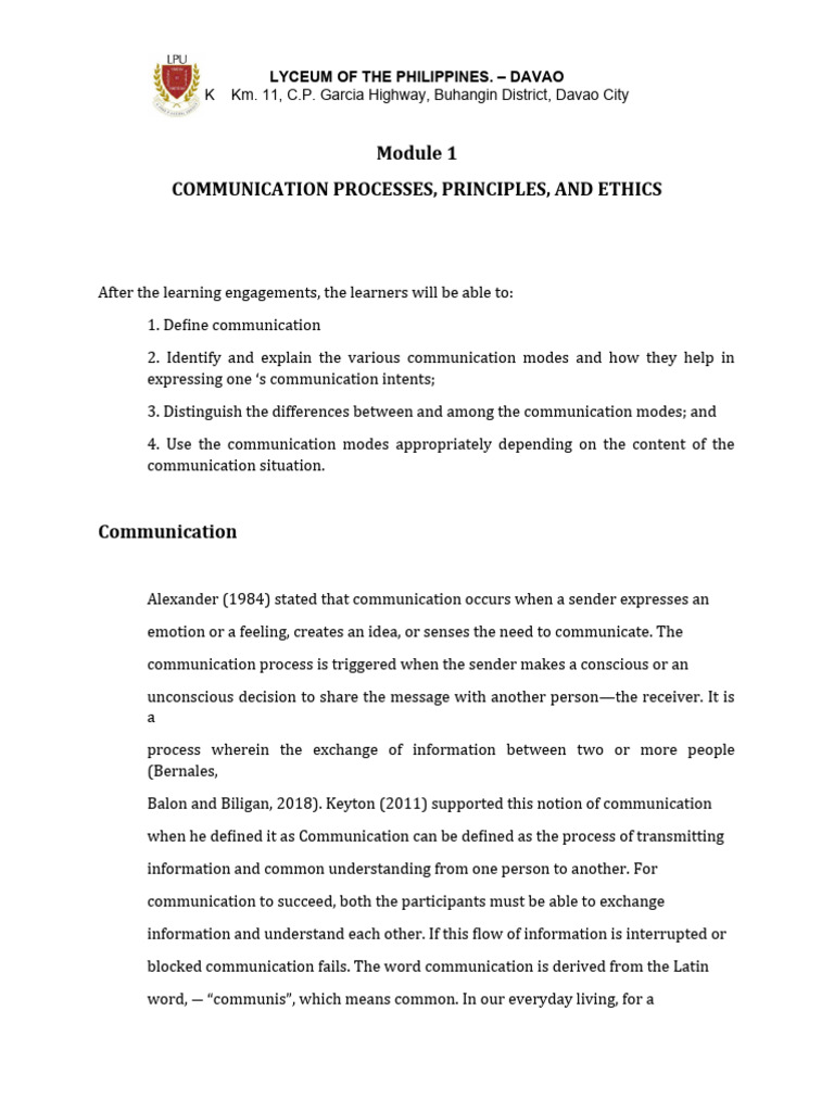 Module 1 Lesson 1 | PDF | Communication | Nonverbal Communication