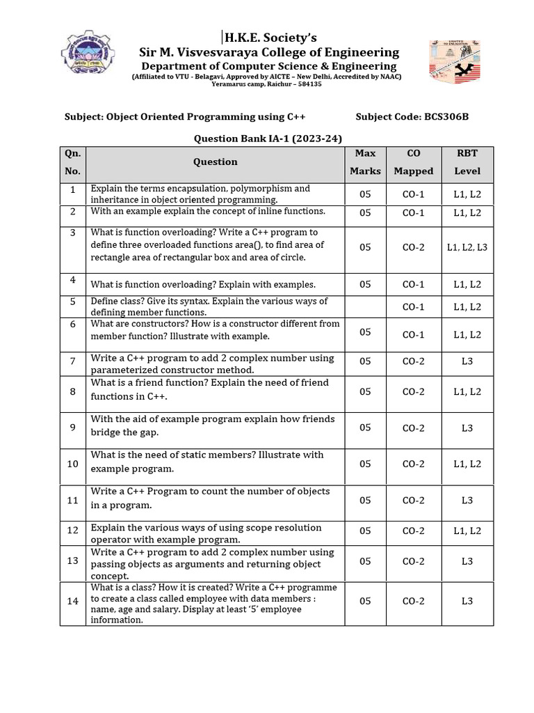 C Qb Ia 1 2023 24 Pdf C Method Computer Programming 