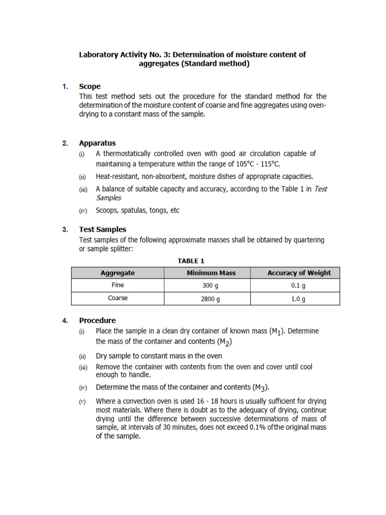 Laboratory Activity 3 (Moisture Content Determination) | PDF | Science & Mathematics