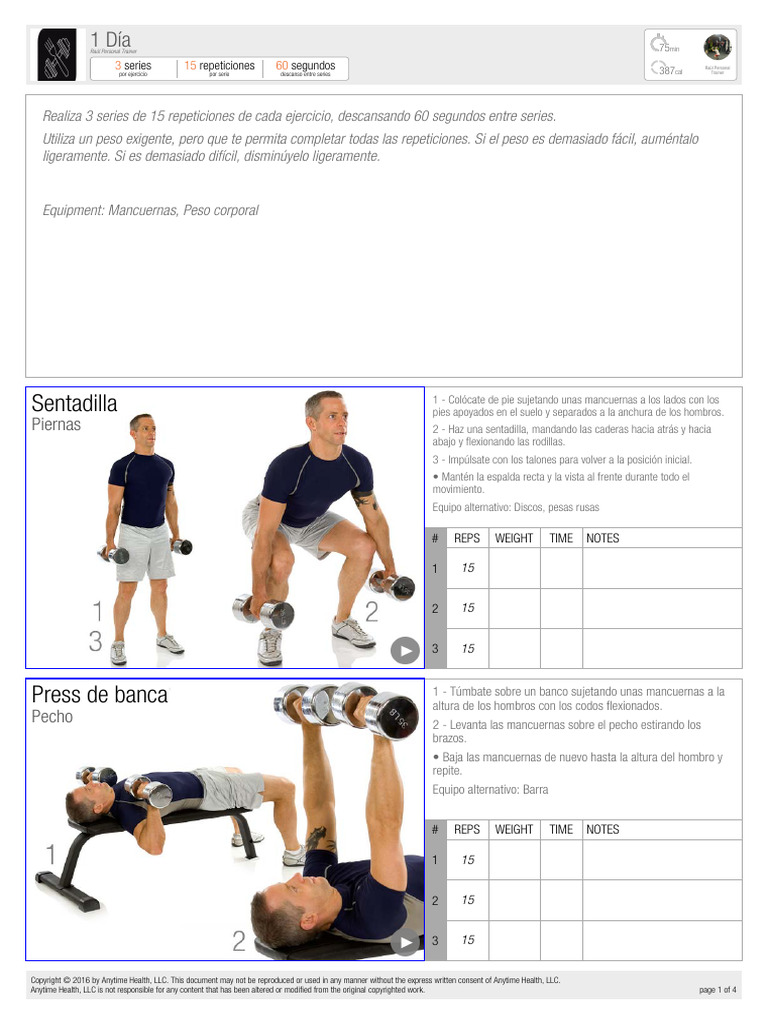 1 Día | PDF | Entrenamiento con pesas