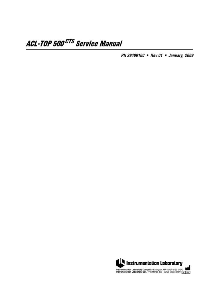 ACL TOP 500 Service Manual Rev 01 | PDF | Pump | Syringe