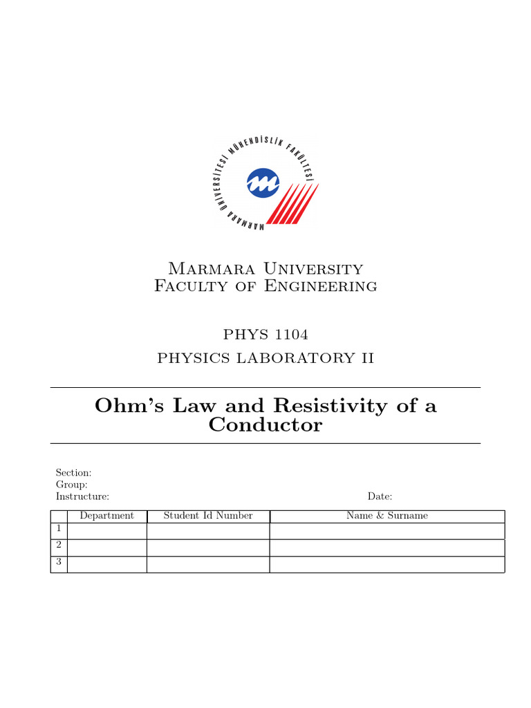 Experiment 1 - Ohms-Law-Resistivity | PDF | Electrical Resistance And ...