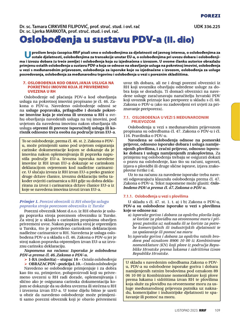 Oslobođenja PDV | PDF