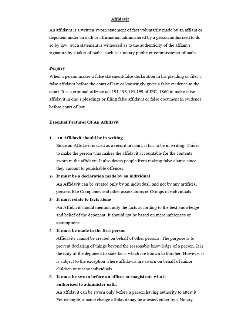 Affidavit-1 | PDF | Affidavit | Common Law