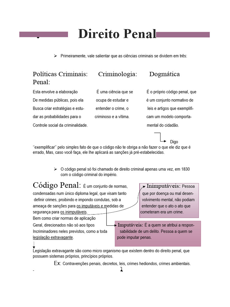 Tipos e Princípios do Direito Penal | PDF | Direito Penal | Crimes