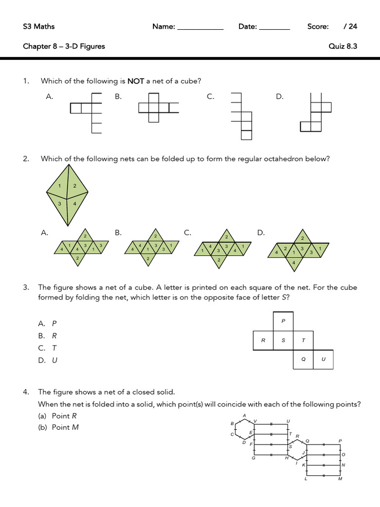 S3 Ch.8 3D Figures | PDF | Vertex (Geometry) | Euclid