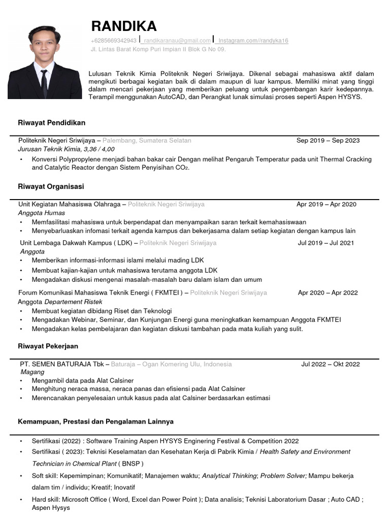 CV Lamaran DLL Randika | PDF | Karier & Perkembangan