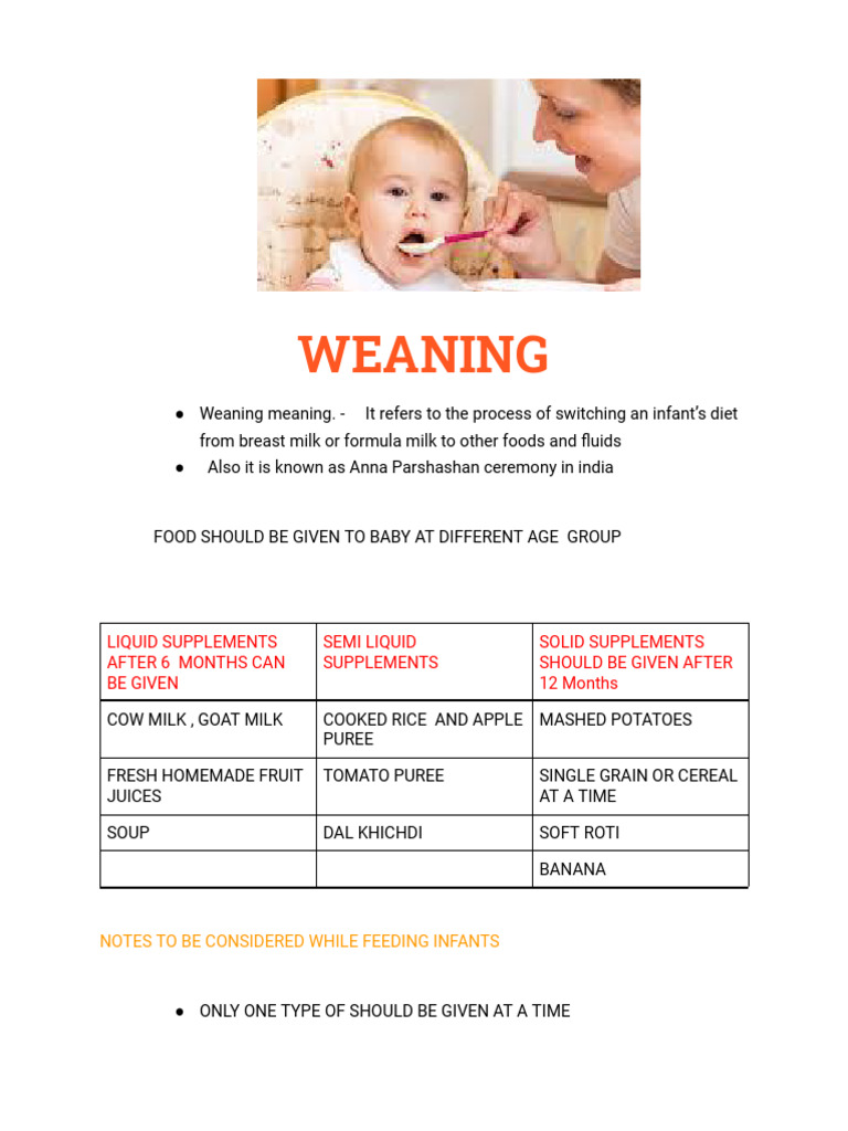 Weaning Guidelines for Infants | PDF