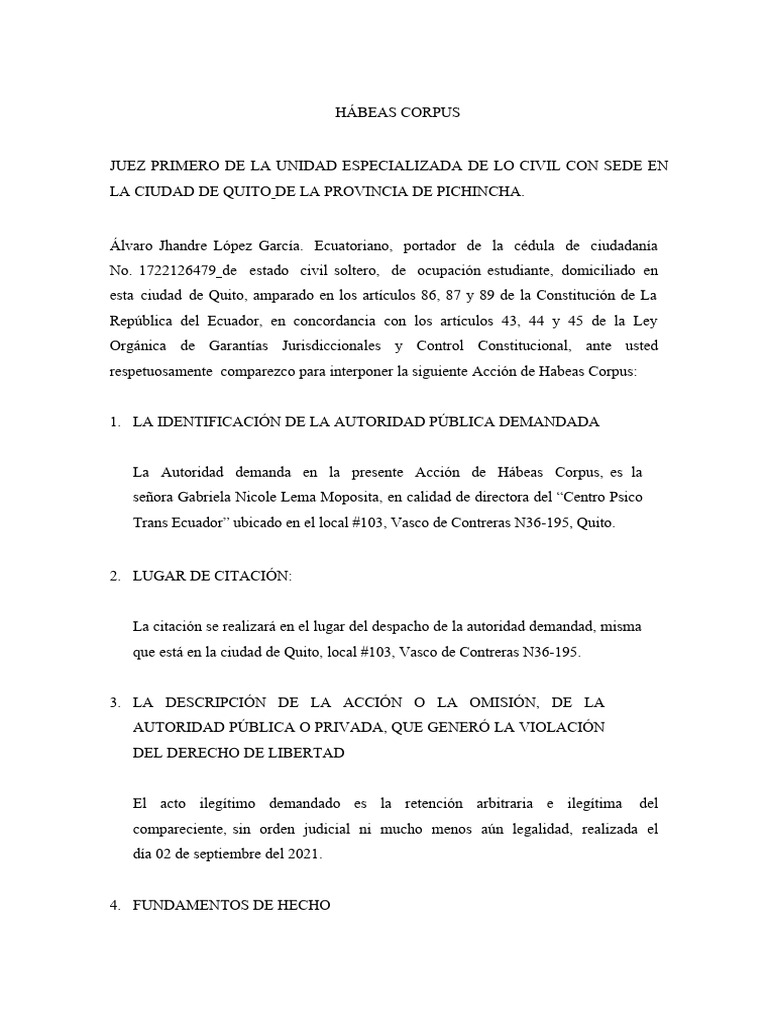 Habeas Corpus | PDF | Habeas corpus | Justicia