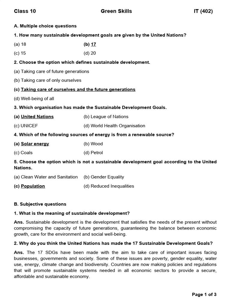 Chapter - Green Skills Class 10 | PDF | Sustainability | Natural ...
