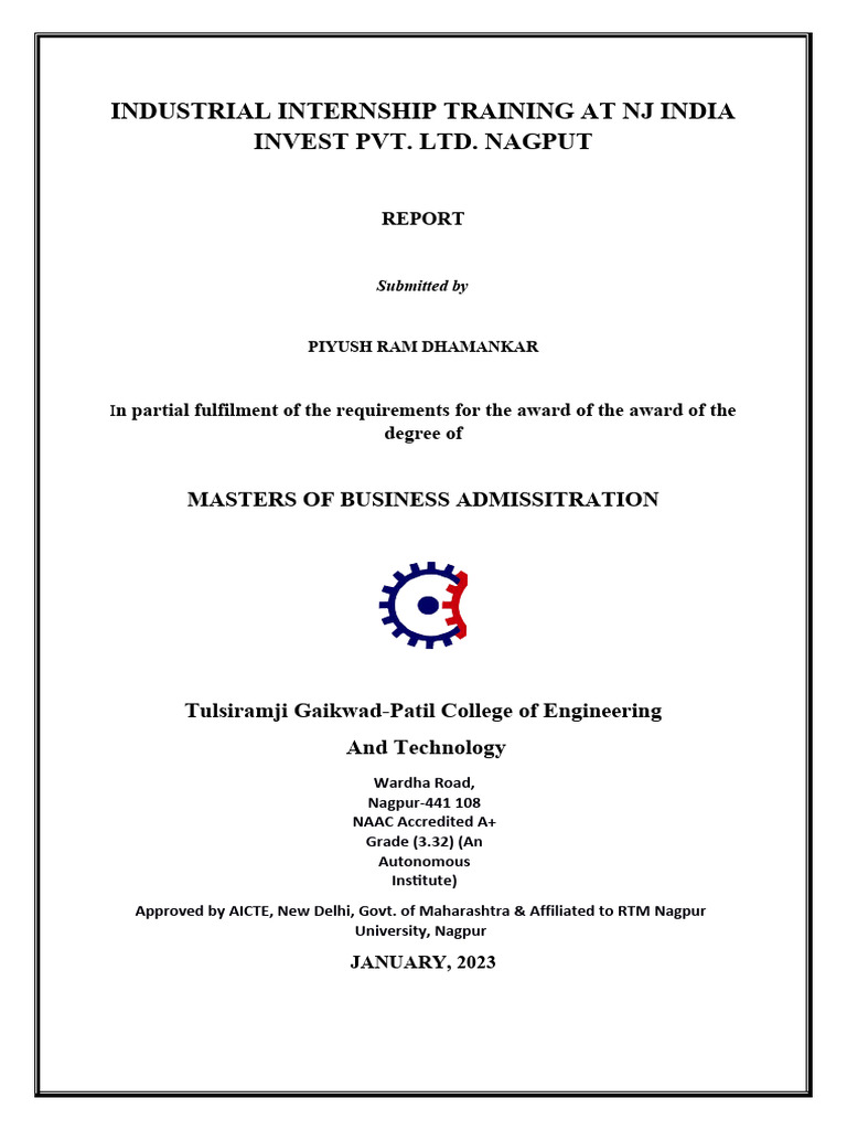 Industrial Internship Report: NJ India Invest | PDF | Investment Fund ...