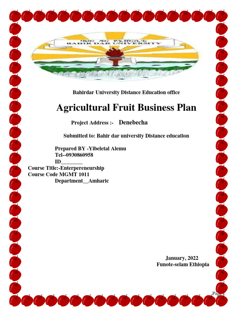 Agriculture Fruit Farm Business Plan | PDF | Partnership | Vegetables