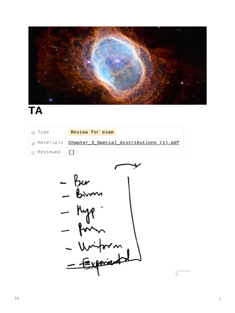 Type Materials Reviewed: Review For Exam Chapter - 3 - Special - Distributions PDF | PDF ...