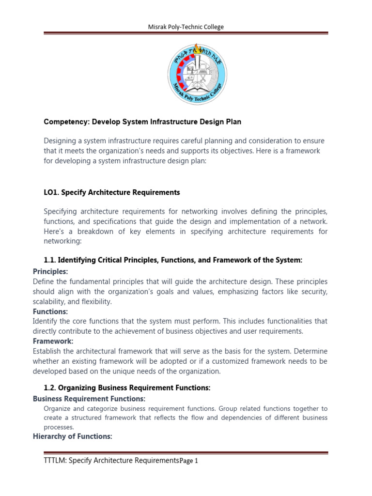 LO1 Specify Architecture Requirements | PDF