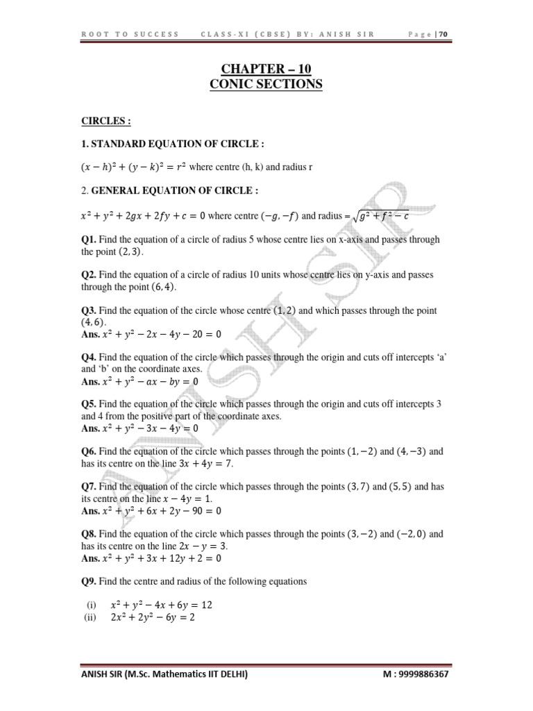 Ch-10 Conic Sections | PDF | Algebraic Geometry | Differential Geometry