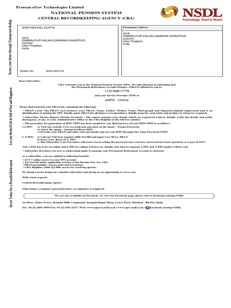 NPS Subscriber Welcome and Instructions | PDF
