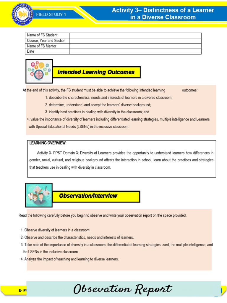 FS1 Activity 3 | PDF | Learning | Classroom