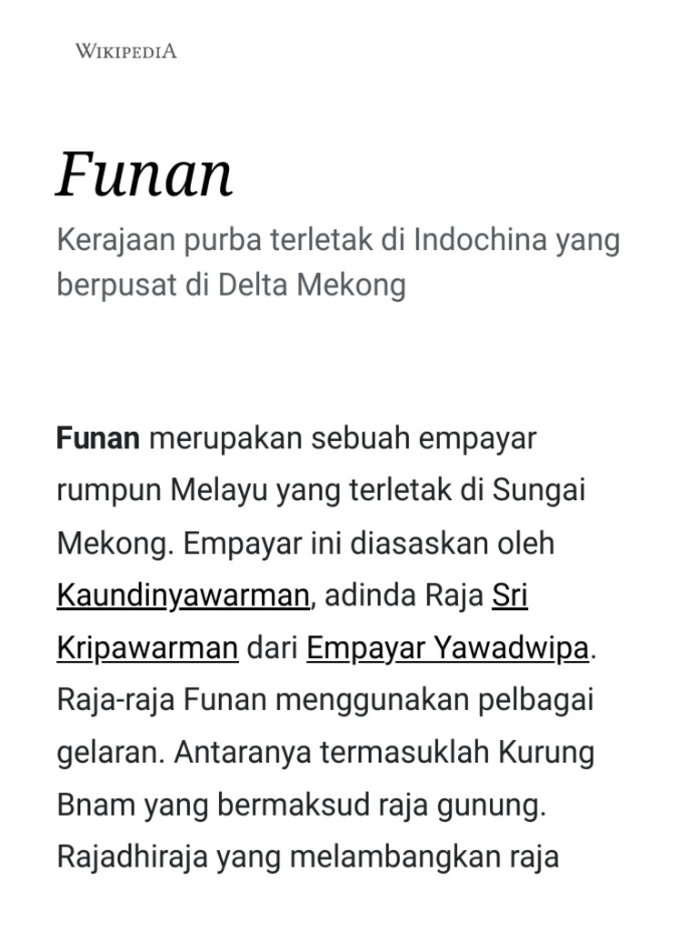Funan - Wikipedia Bahasa Melayu, Ensiklopedia Bebas | PDF